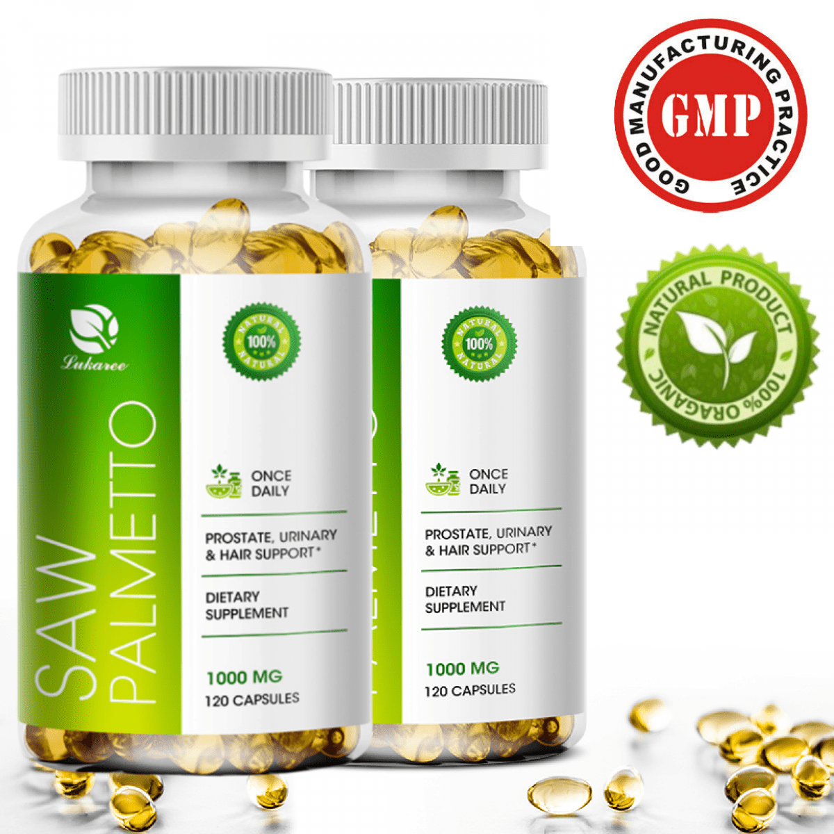 (2 PACK) Lukaree Saw Palmetto Extract 1000mg | 240 Vegan Capsules | Non ...