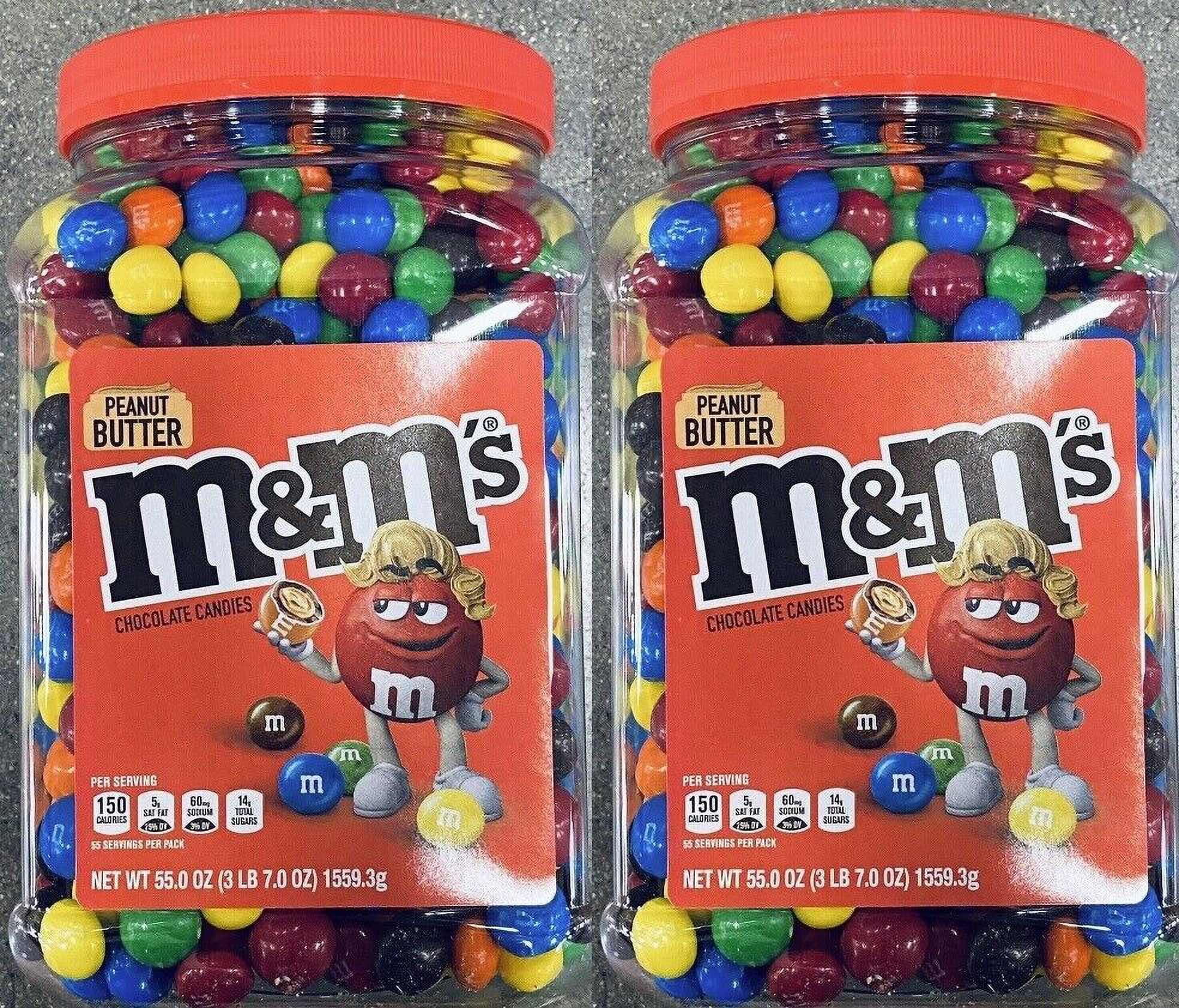 2 PACK M&M Peanut Butter 55 Oz Ounce Chocolate Candy Bulk Tubs Jar M&M ...