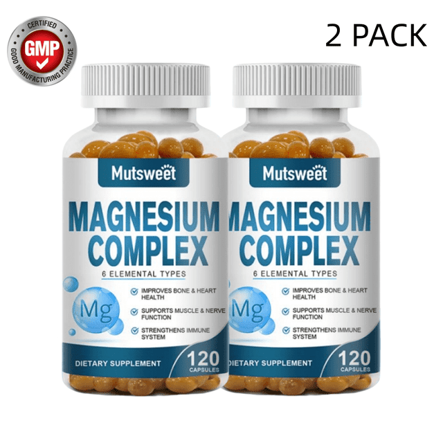 Mutsweet Magnesium Complex 500mg, 240 Veggie Capsules, Sleep, Leg ...