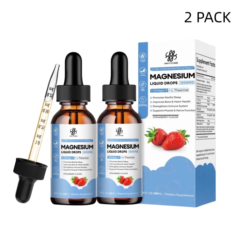 (2 Pack)Magnesium Glycinate Liquid, 1000mg Magnesium Liquid Supplement ...