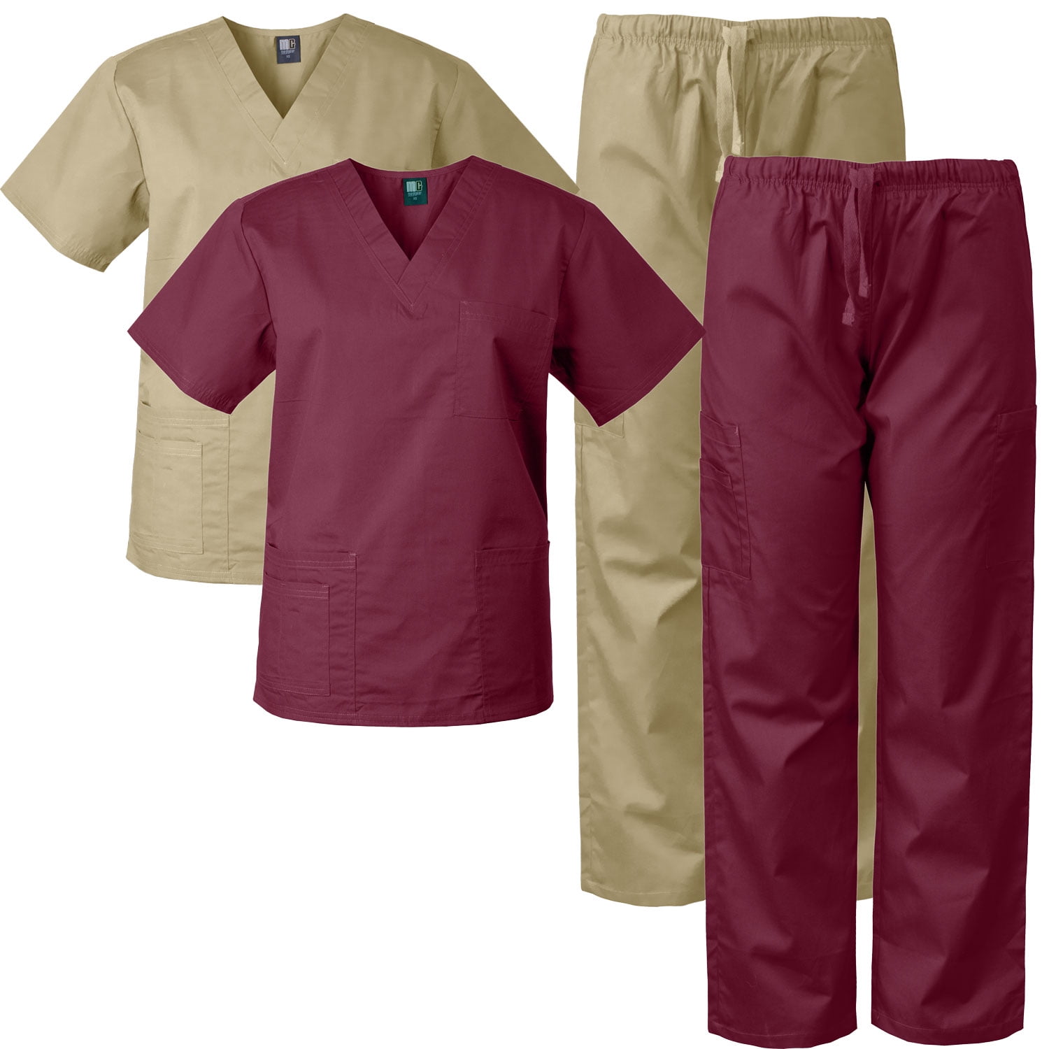 2-PACK Medgear Scrubs for Men and Women Scrubs Set Medical Uniform ...
