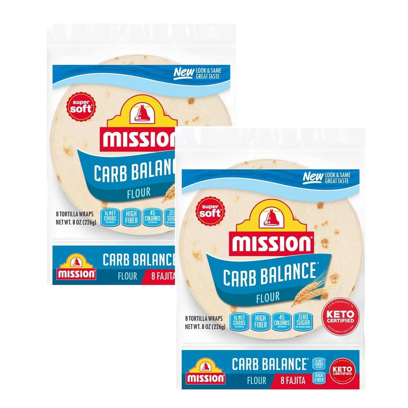(2 PACK), Mission Super Soft Carb Balance Fajita Flour Tortillas, 8 oz ...