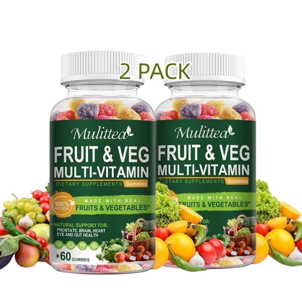 Mulittea Fruit and Veggie Gummies, 120 Pectin-Based Non-GMO Gluten-Free ...