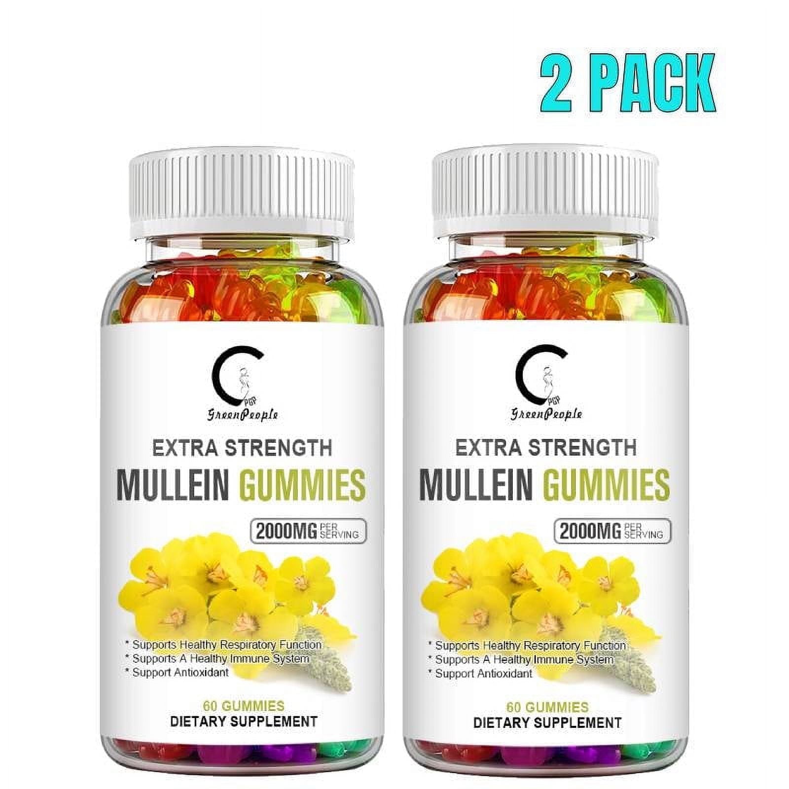 (2 PACK) Mullein Leaf Gummies 2000mg, Herbal Dietary Supplement, Mullen ...