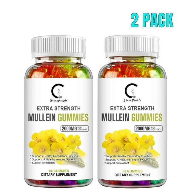 (2 PACK) Mullein Leaf Gummies 2000mg, Herbal Dietary Supplement, Mullen ...