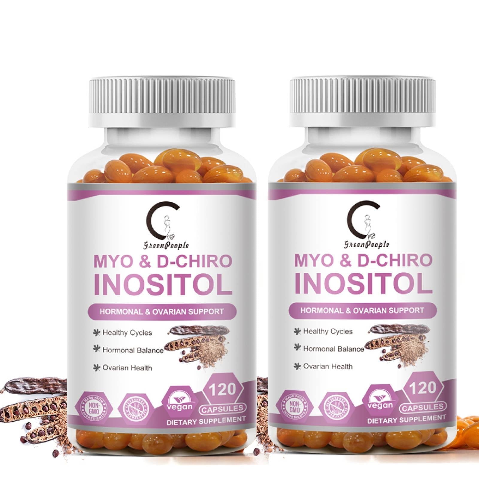 (2 PACK) Myo Inositol & D-Chiro Inositol Supplements, 2000mg per ...