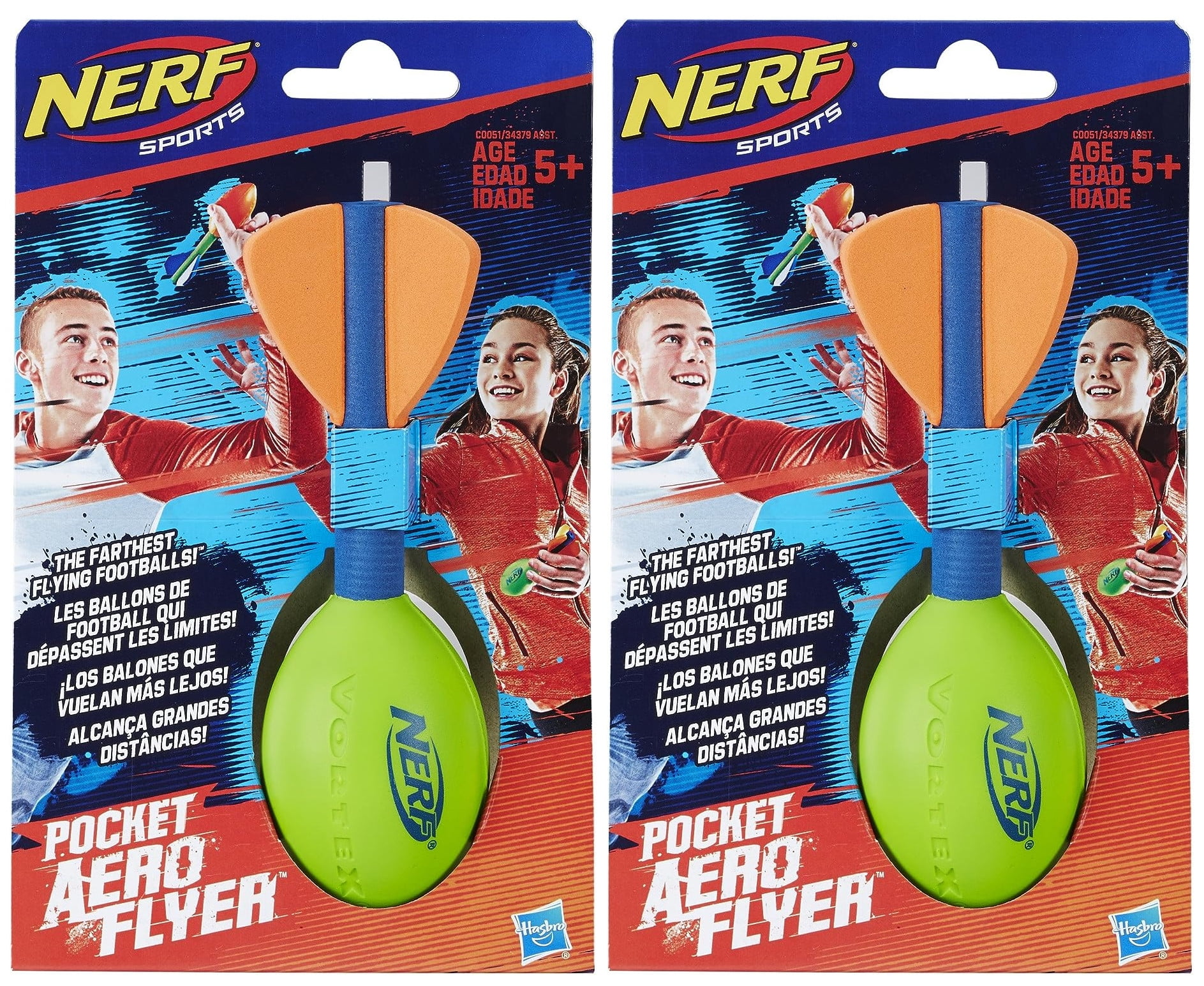 Nerf Sports 2-Pack Pocket Aero Flyer Football with 3 Fins for Long ...