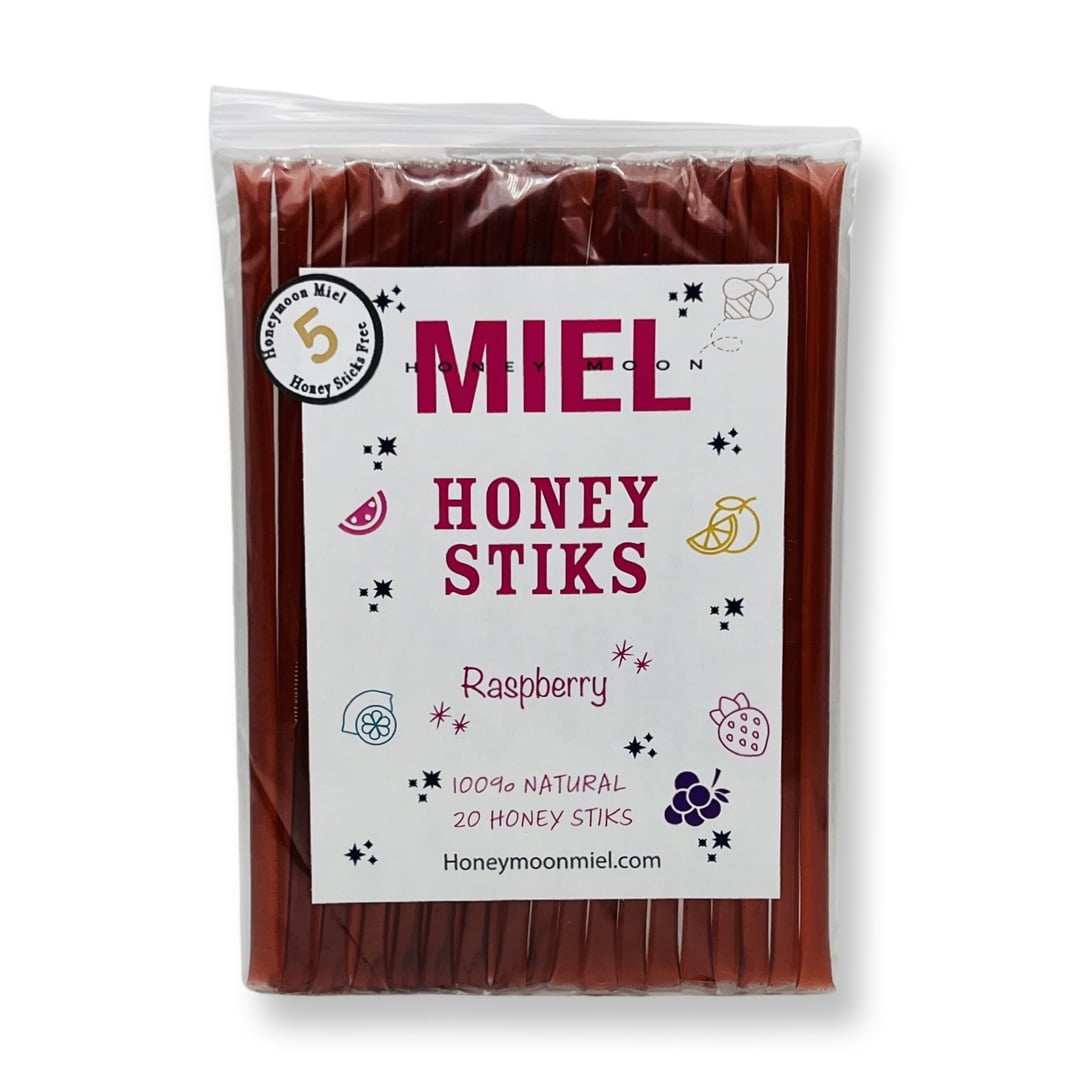 2 PACK OF HONEY STICKS FLAVORED 20 PACK + 5 FREE (RASPBERRY) 100% ...