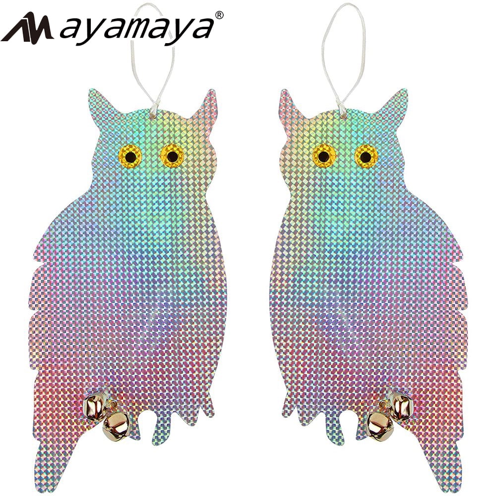 [2 pack] Owl Bird Scare,Hanging Repellent Device,AYAMAYA Holographic ...