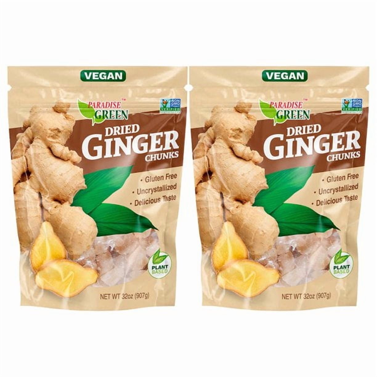 Paradise Green Dried Ginger Chunks, Uncrystallized, 32 oz, 2 Pack ...