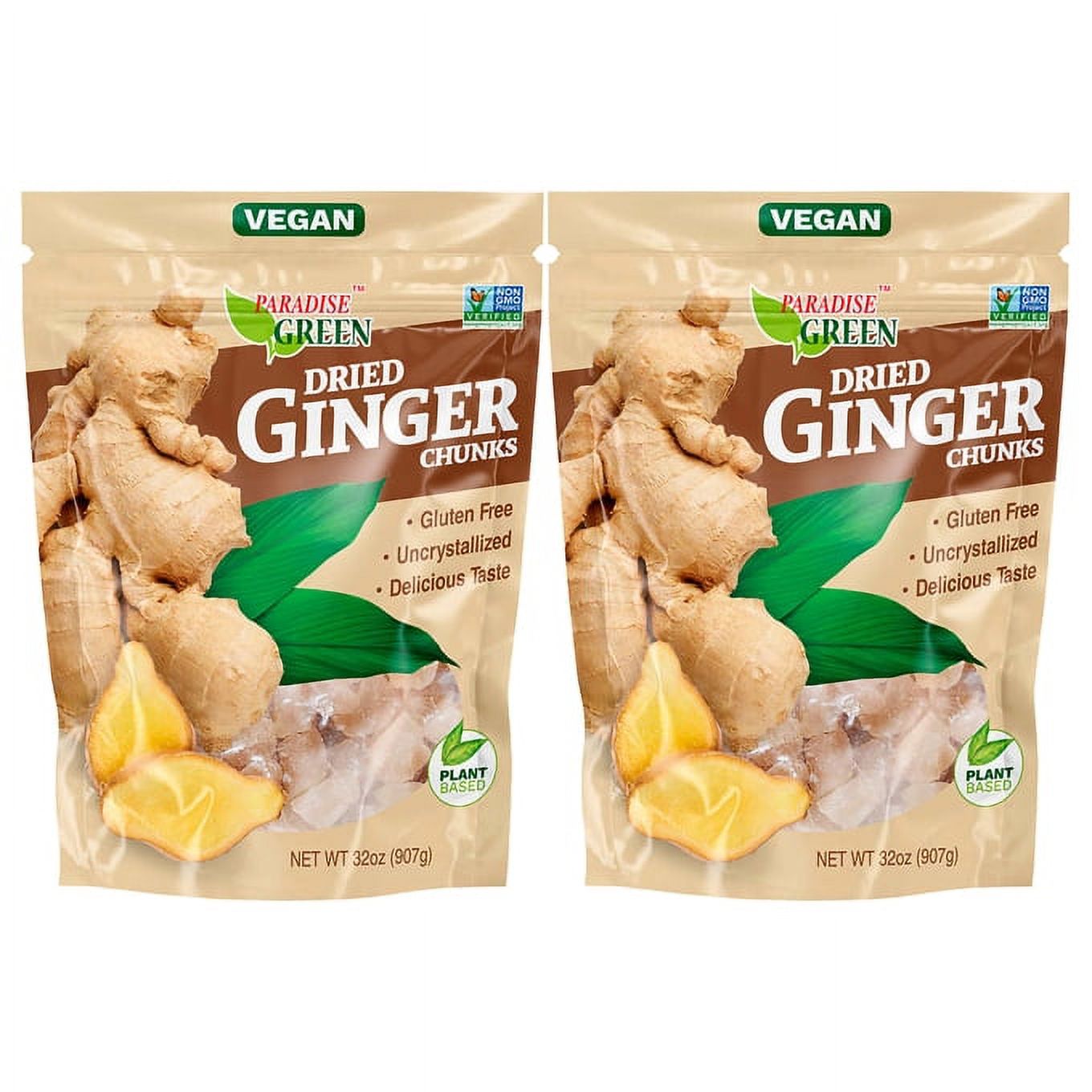 2 PACK | Paradise Green Dried Ginger Chunks, Uncrystallized, 32 oz ...