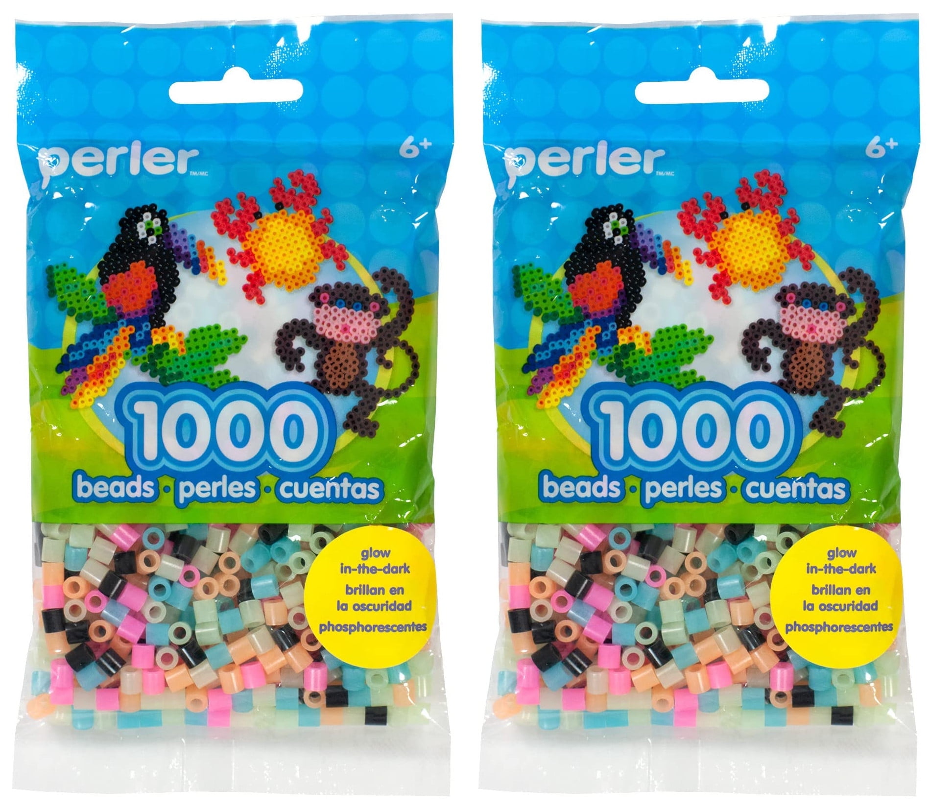 2-PACK - Perler Beads 1,000/Pkg - Glow Mix - Walmart.com