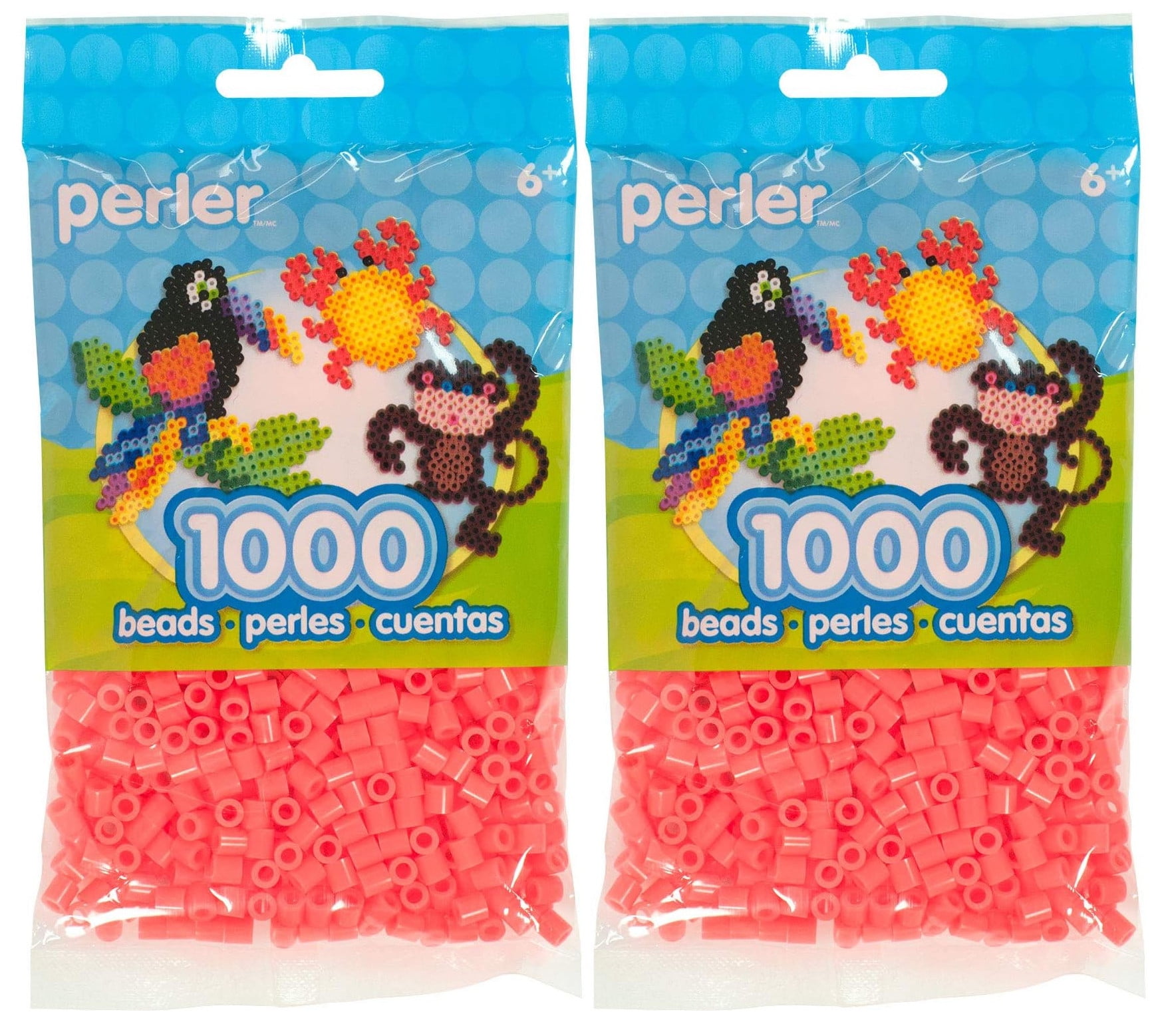 Perler 2-Pack Fusion Beads, 2,000 Pieces - Hot Coral - Walmart.com