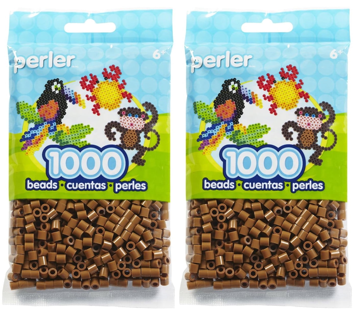 2-PACK - Perler Beads 1,000/Pkg - Light Brown - Walmart.com