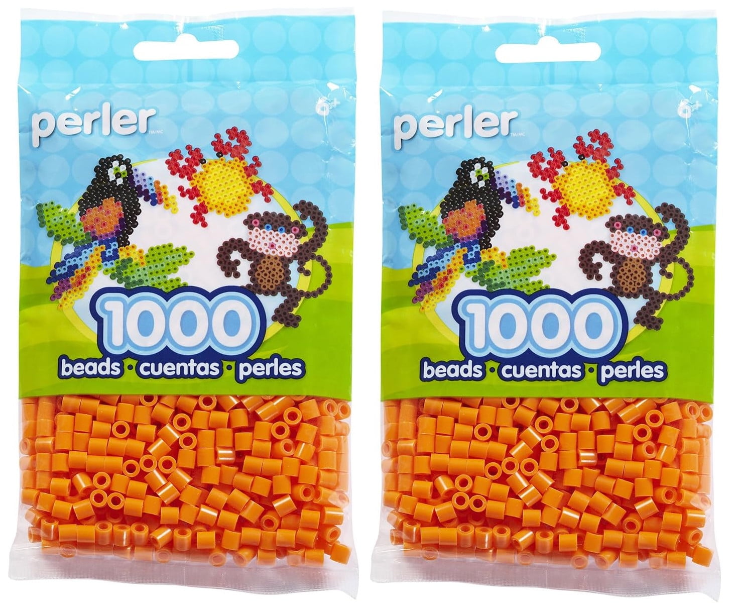2-PACK - Perler Beads 1,000/Pkg - Orange - Walmart.com