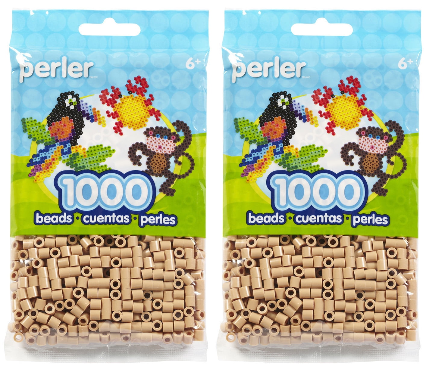 2-PACK - Perler Beads 1,000/Pkg - Tan - Walmart.com