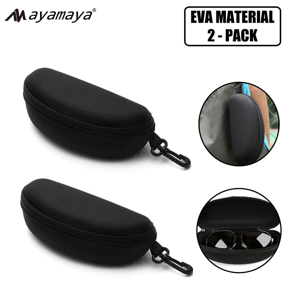 [2 PACK] Portable Glasses Case, AYAMAYA Ultra Light Soft EVA Sunglass Case with Zipper ...