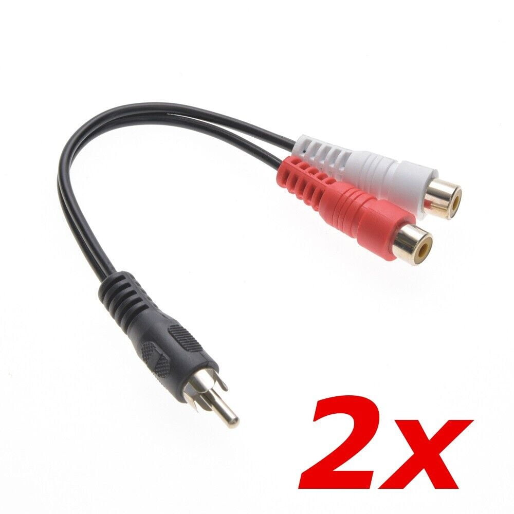 2 PACK - RCA Male Plug to Dual Female Stereo Jacks Y Splitter Cable ...