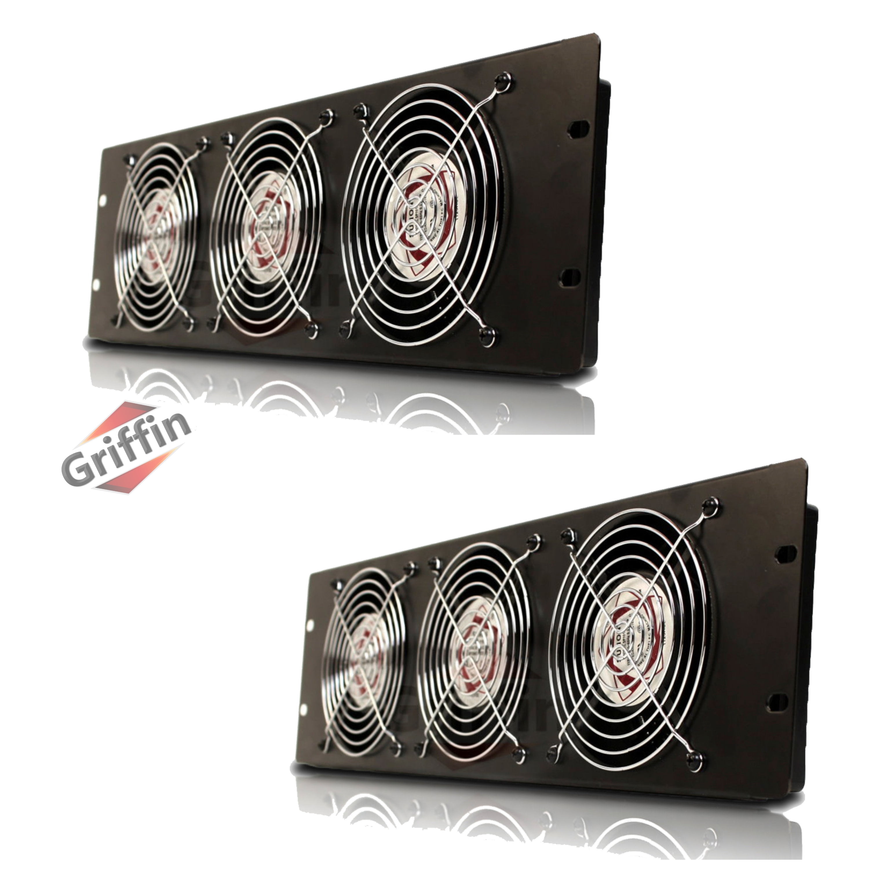 2 PACK - Rackmount Cooling Fan by Griffin 3U Ultra-Quiet Triple Exhaust ...
