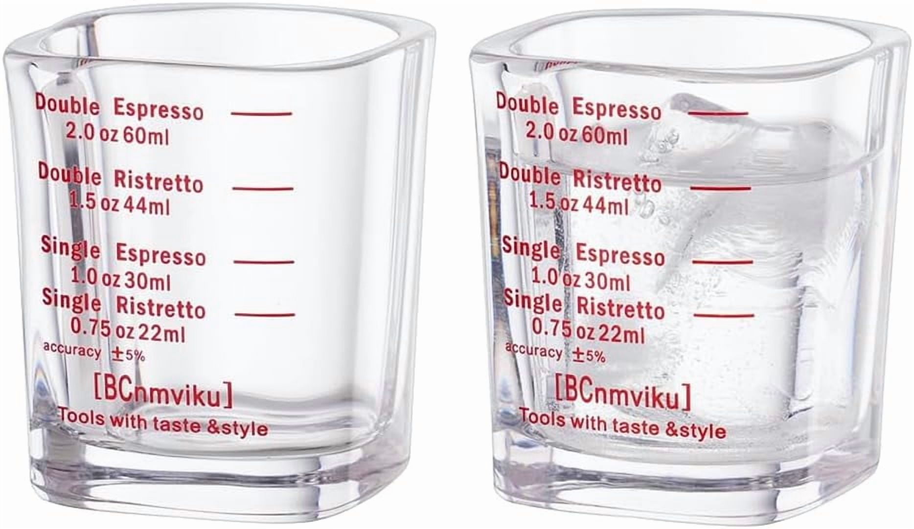 2 PACK Red line Square Cup Espresso Shot Glasses Measuring Cup Liquid ...
