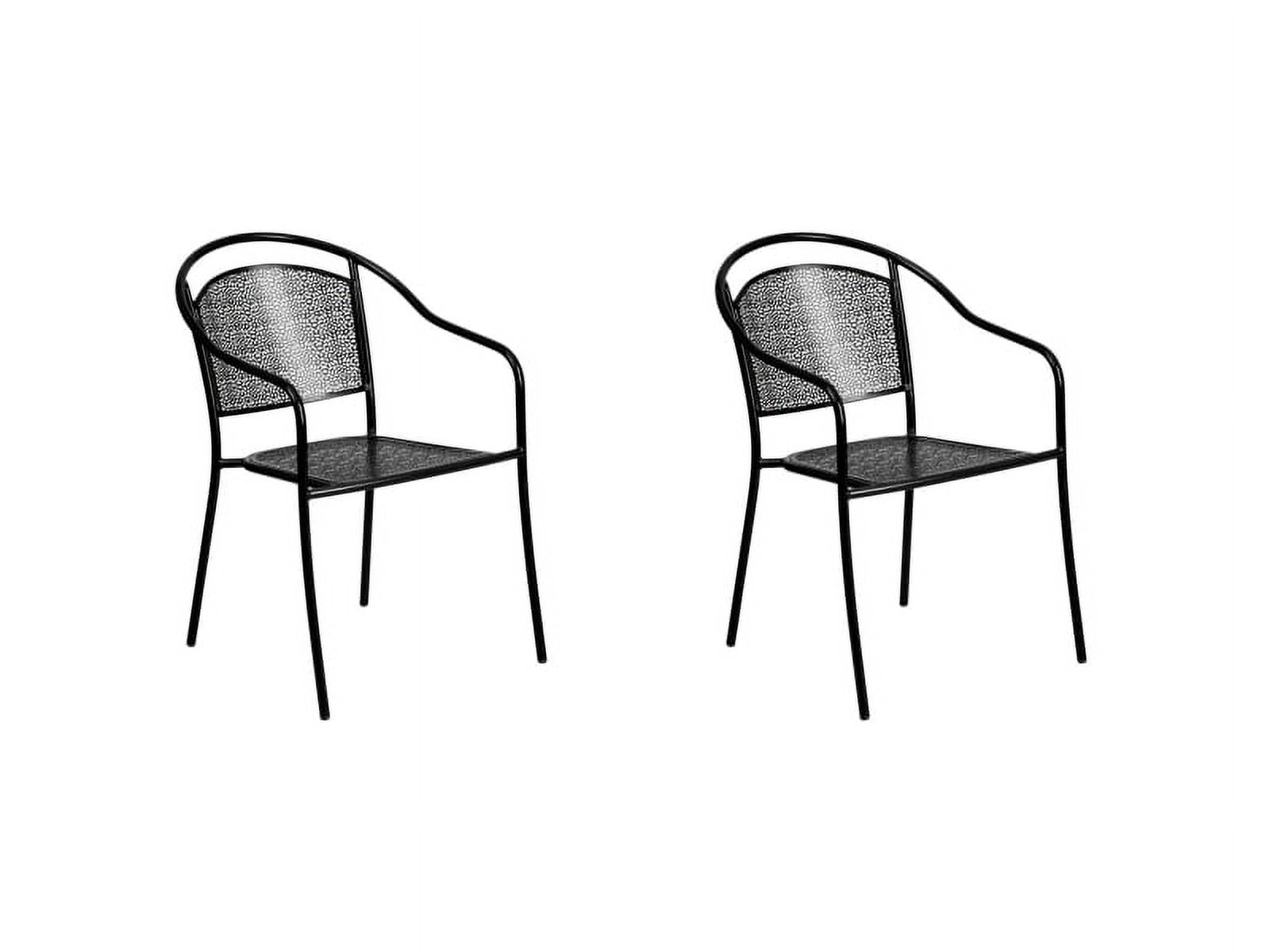 2 PACK Round Back Black Metal Outdoor Patio Stackable Dining Chair For ...