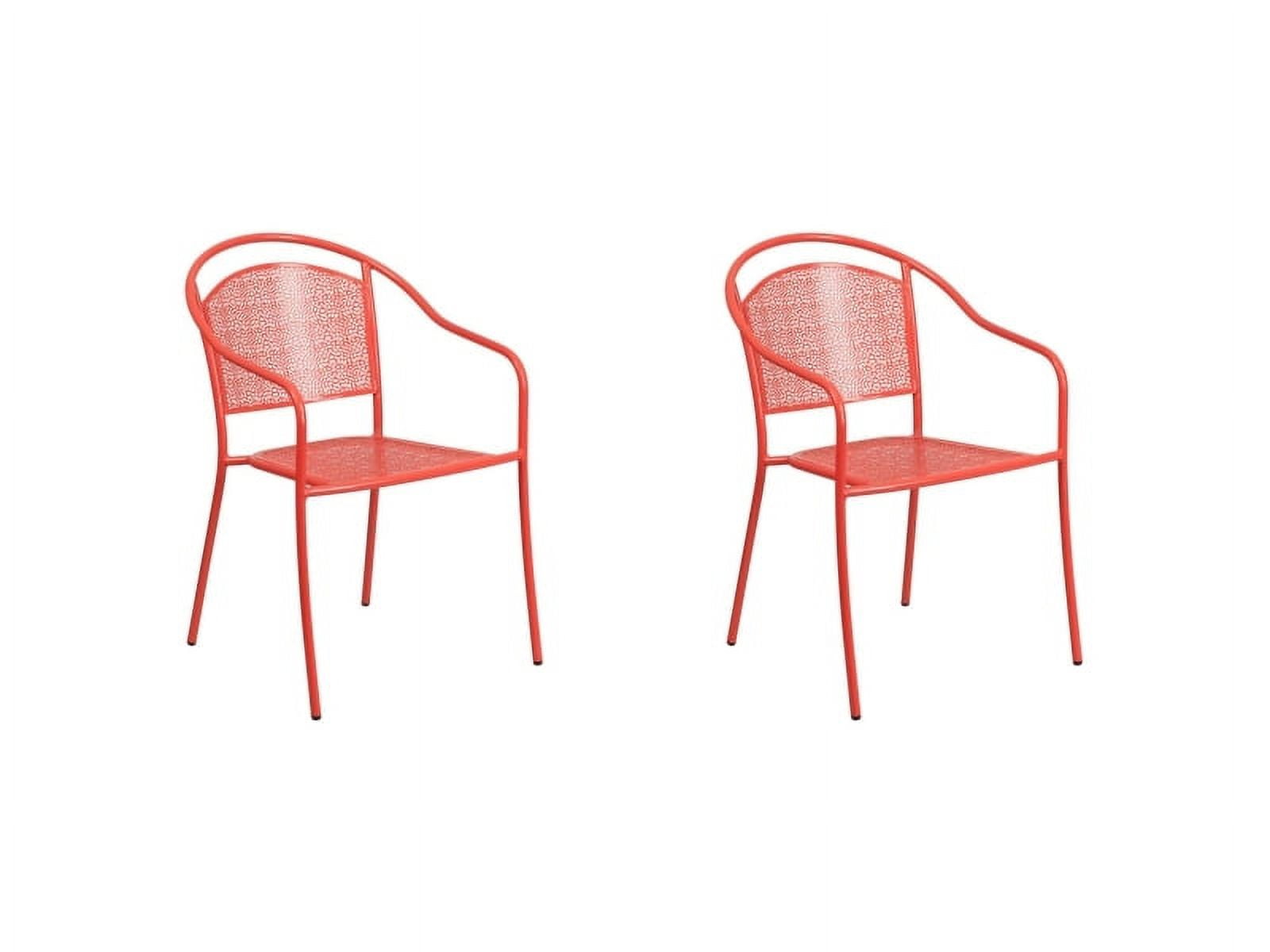 2 PACK Round Back Coral Metal Outdoor Patio Stackable Dining Chair For ...