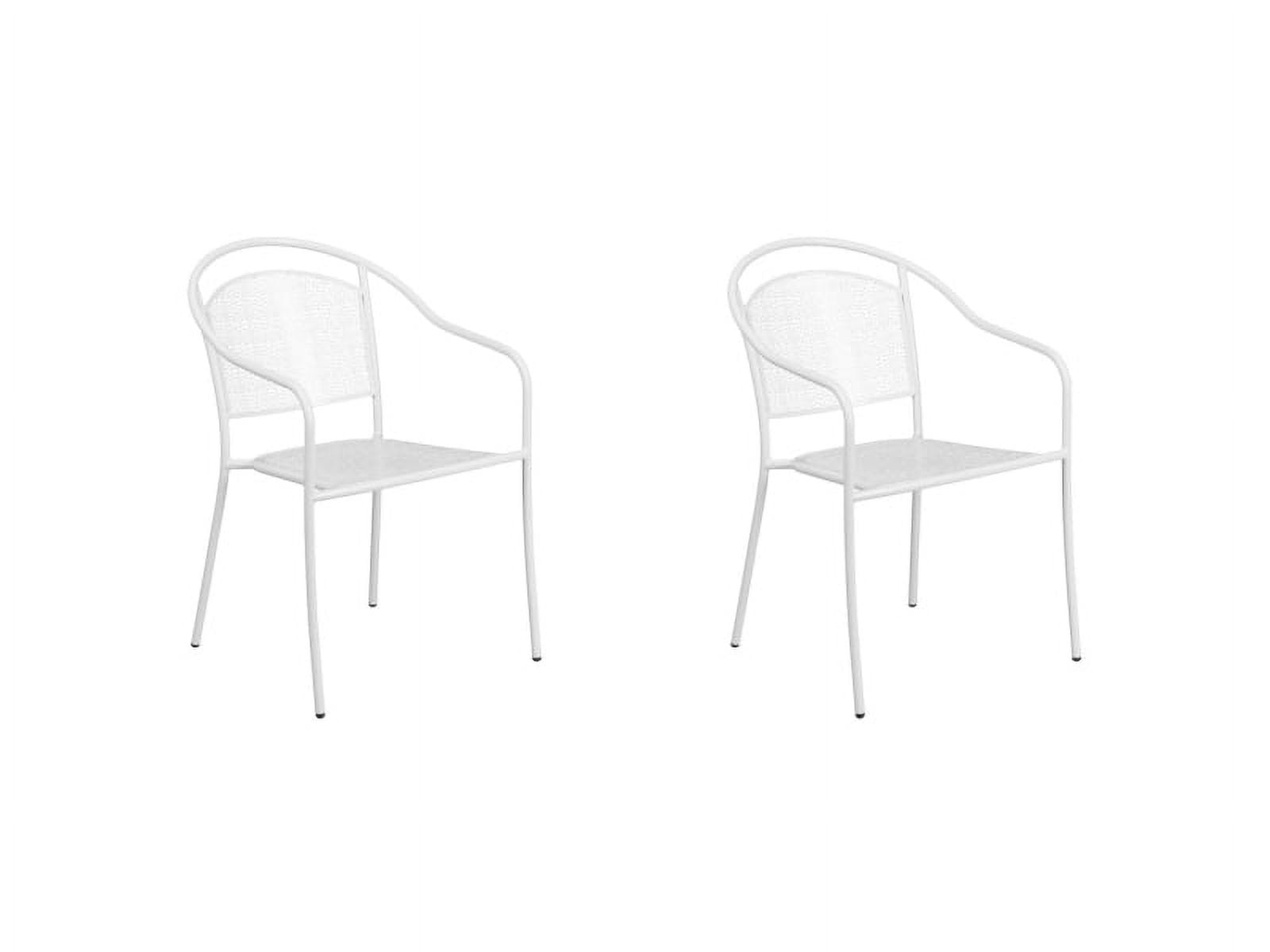 2 PACK Round Back White Metal Outdoor Patio Stackable Dining Chair For ...