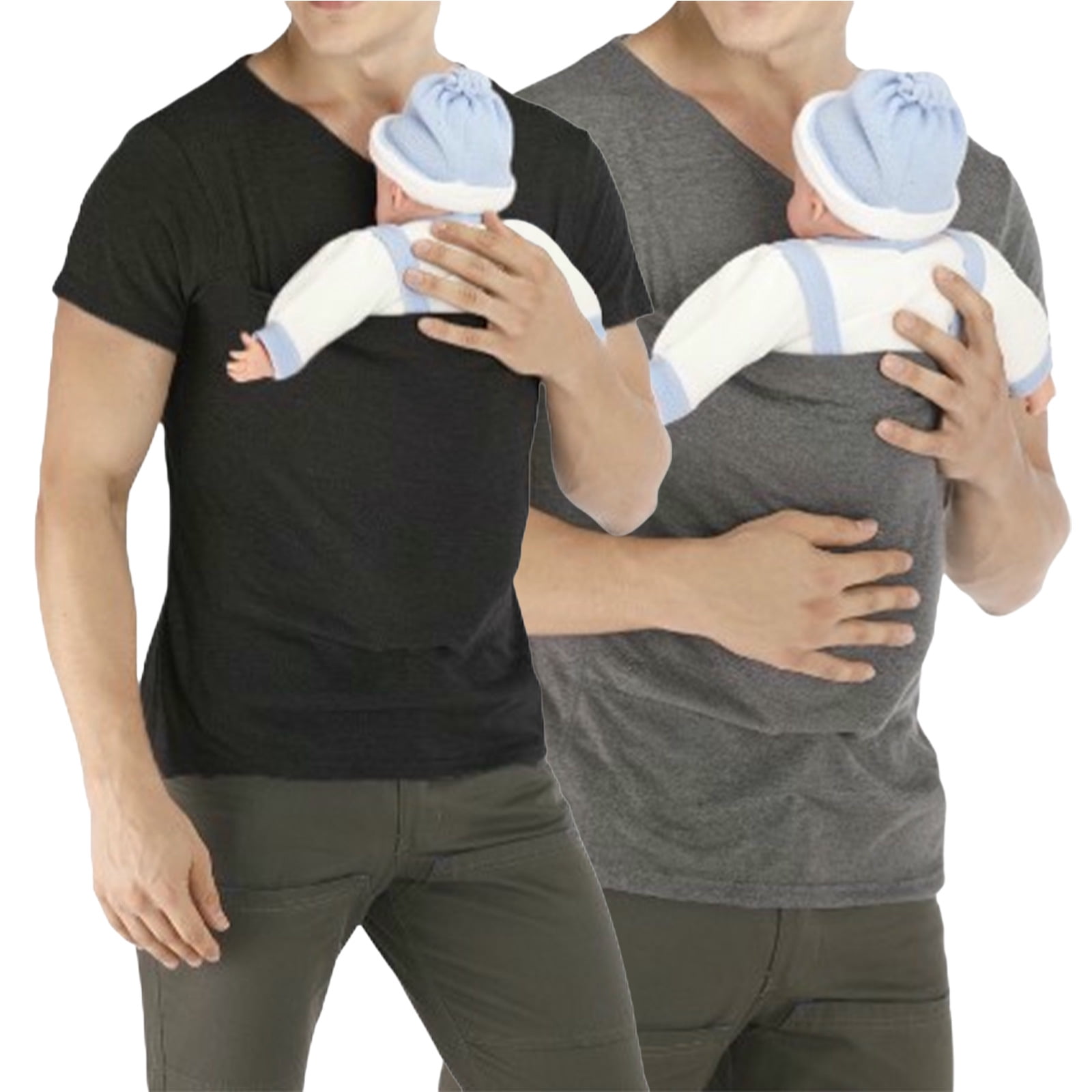 [2-PACK] SCHUHLAND Kangaroo Dad Shirt - Multi-functional Baby Carrier T ...