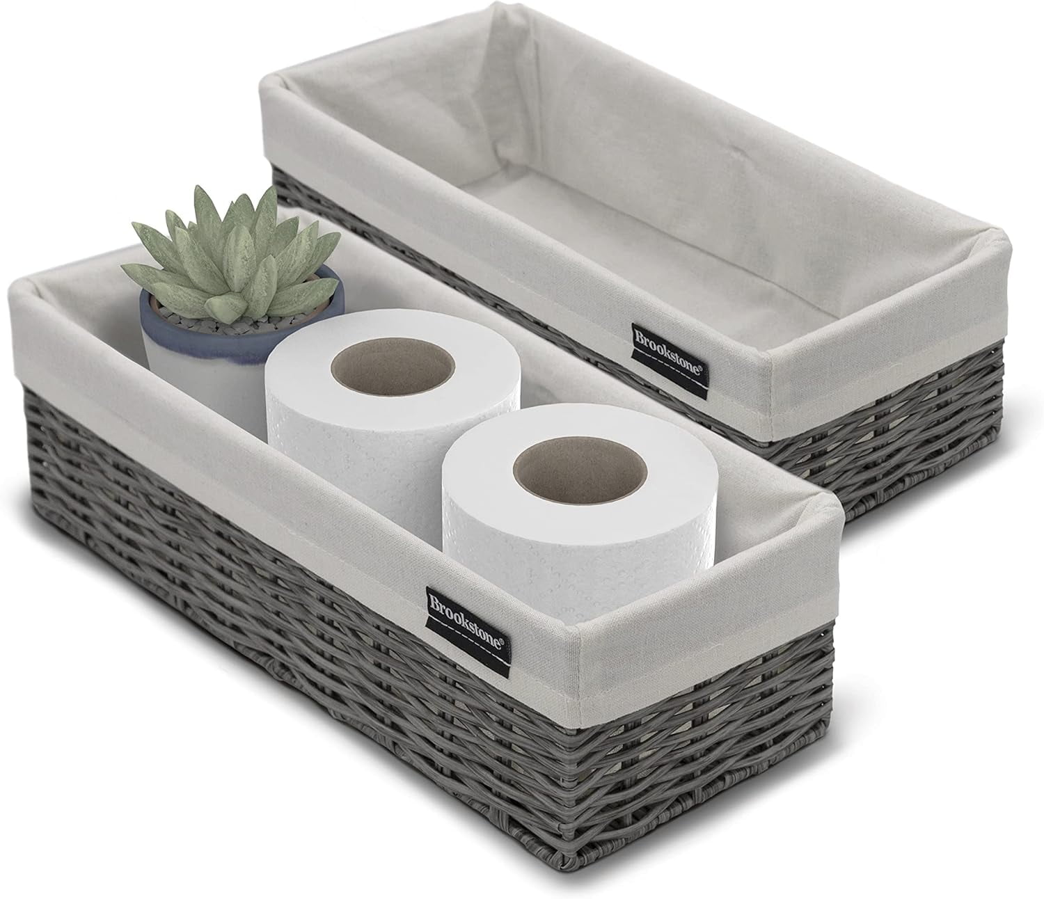 [2 PACK SET] Wicker Storage Basket, Boho Organization and Storage ...