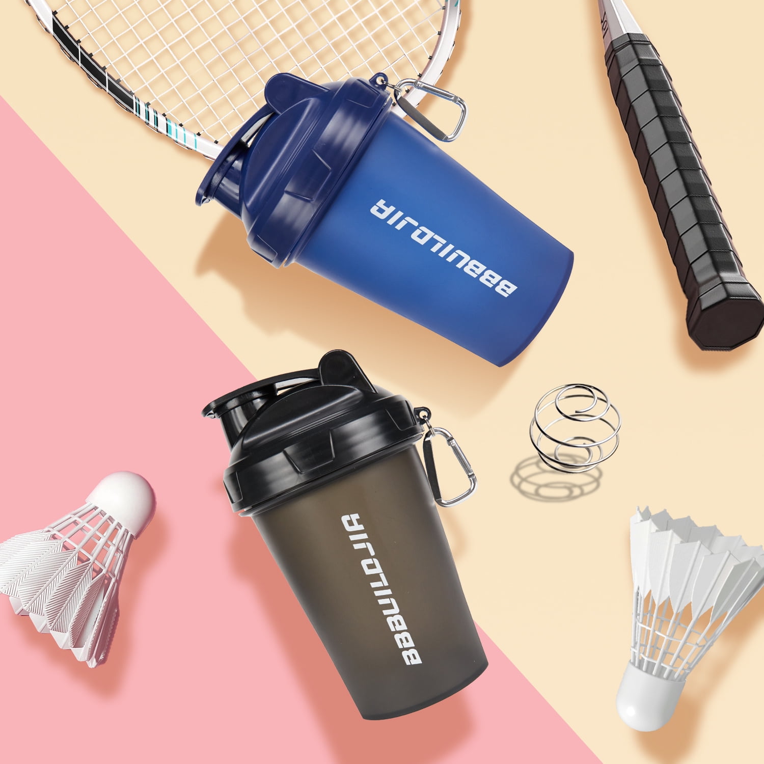 2 PACK Shaker Bottles 17 OZ, Shaking Ball Whisk, Wide Mouth and Flip ...