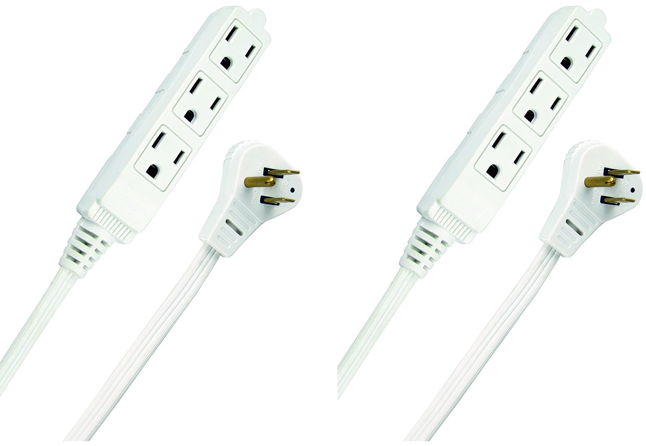 [2-PACK] - Slimline 2232 16/3 13 ft - White Angled Flat Plug Extension ...
