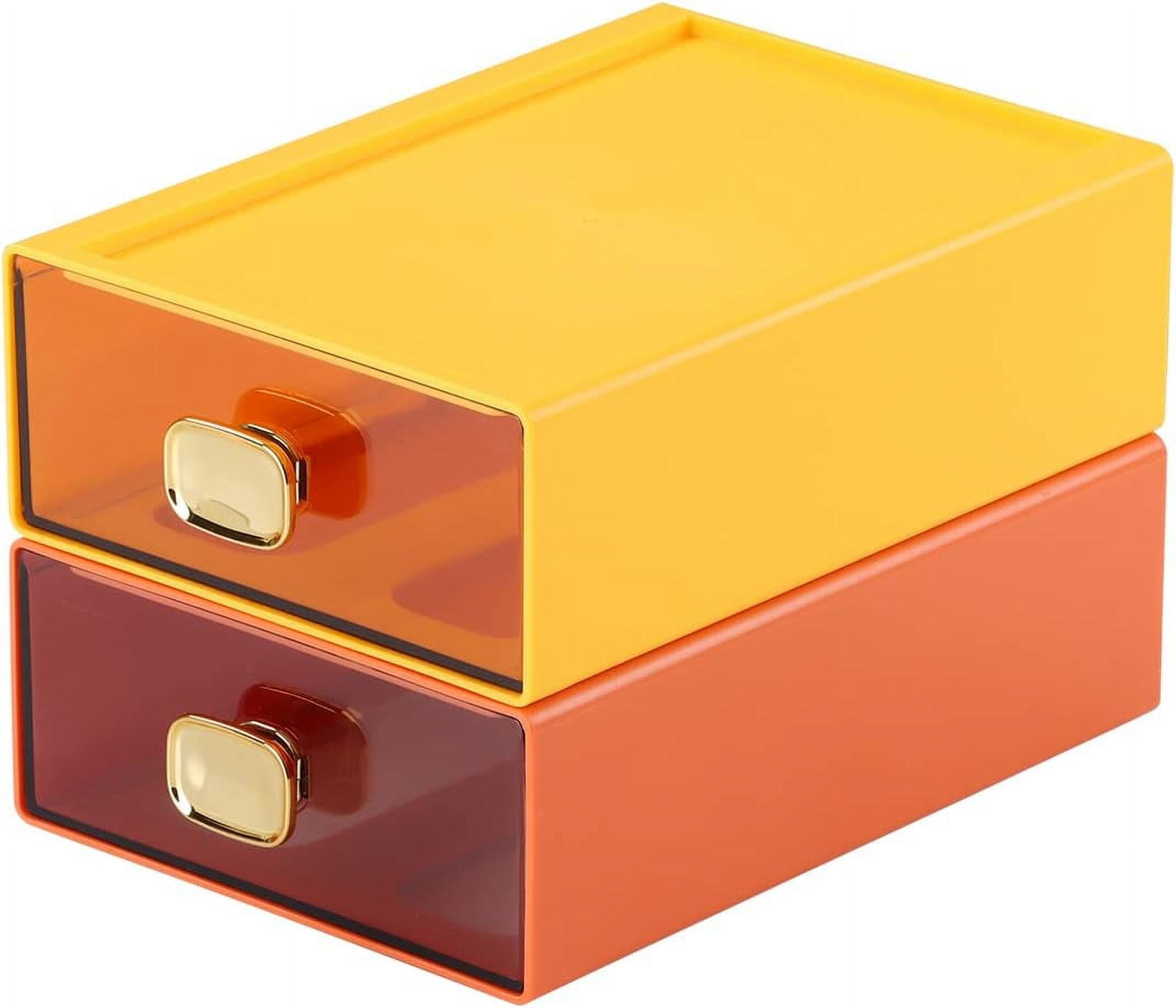 2 PACK Stackable Desk Organizer with Drawer Desktop Storage Drawer Box ...