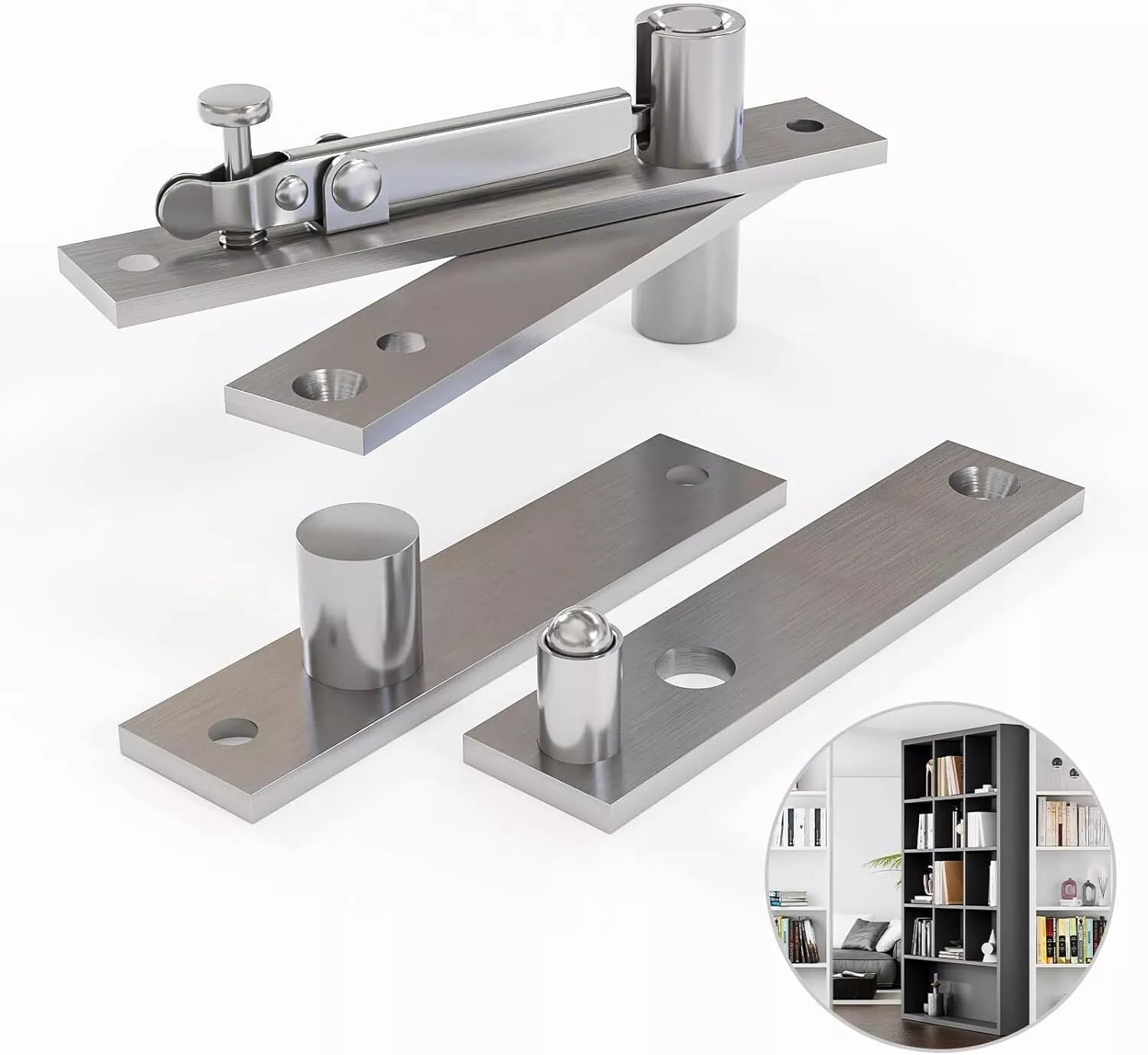 2 PACK Stainless Steel Hidden Door Pivot Hinges,360 Degree Rotation ...