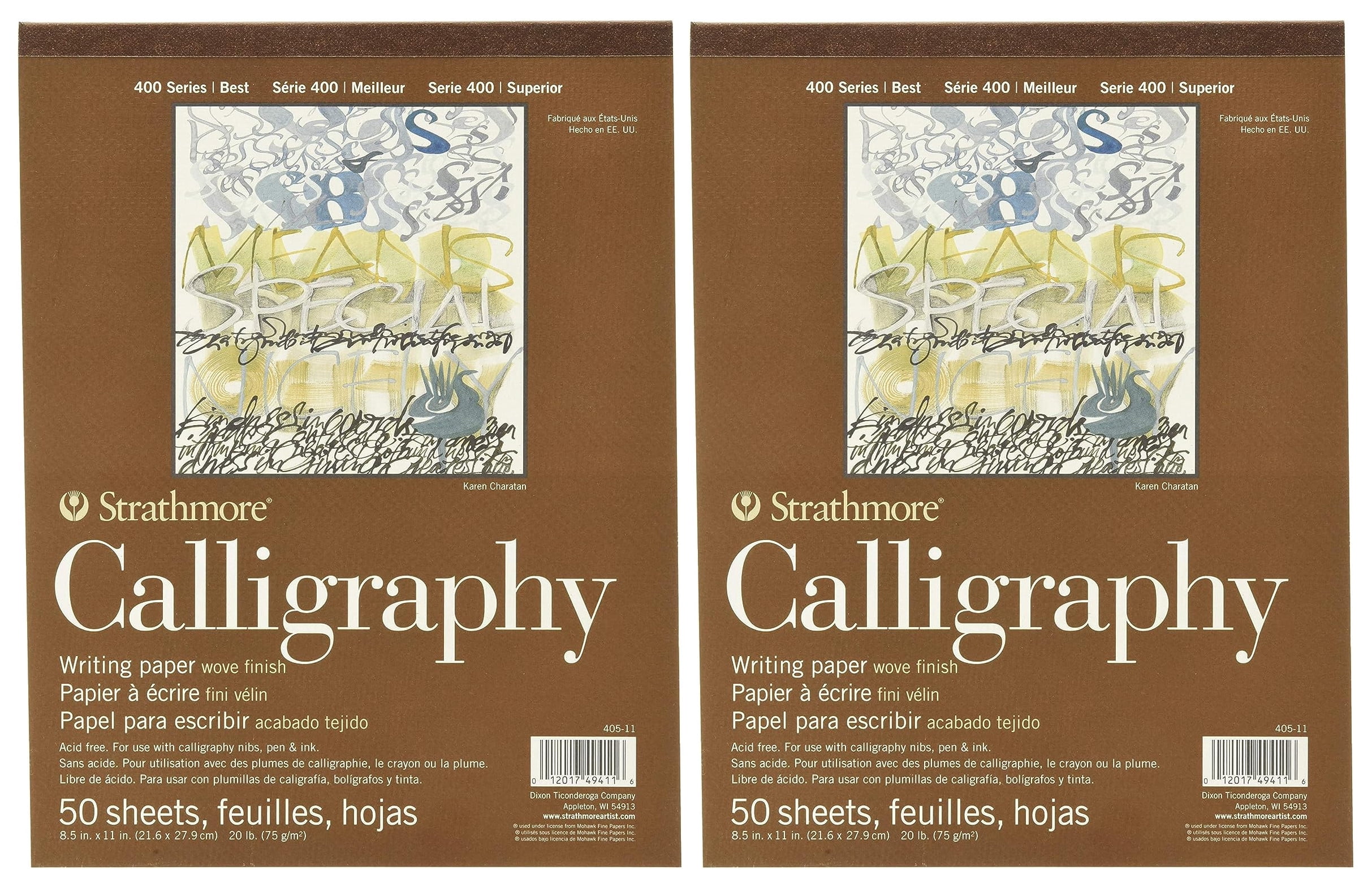 2-PACK - Strathmore (405-11) Sheet Tape Bound Calligraphy Pad, 8.5 by ...