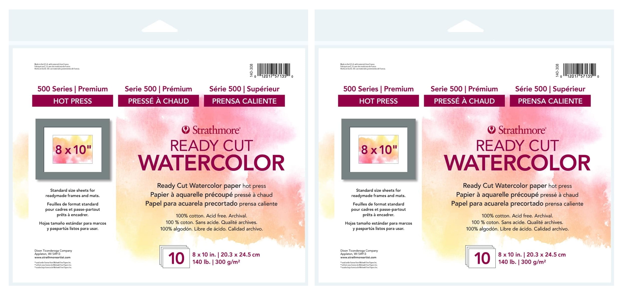 2-PACK - Strathmore Watercolor Paper Pack 8" x 10" - 10 Sheets ...