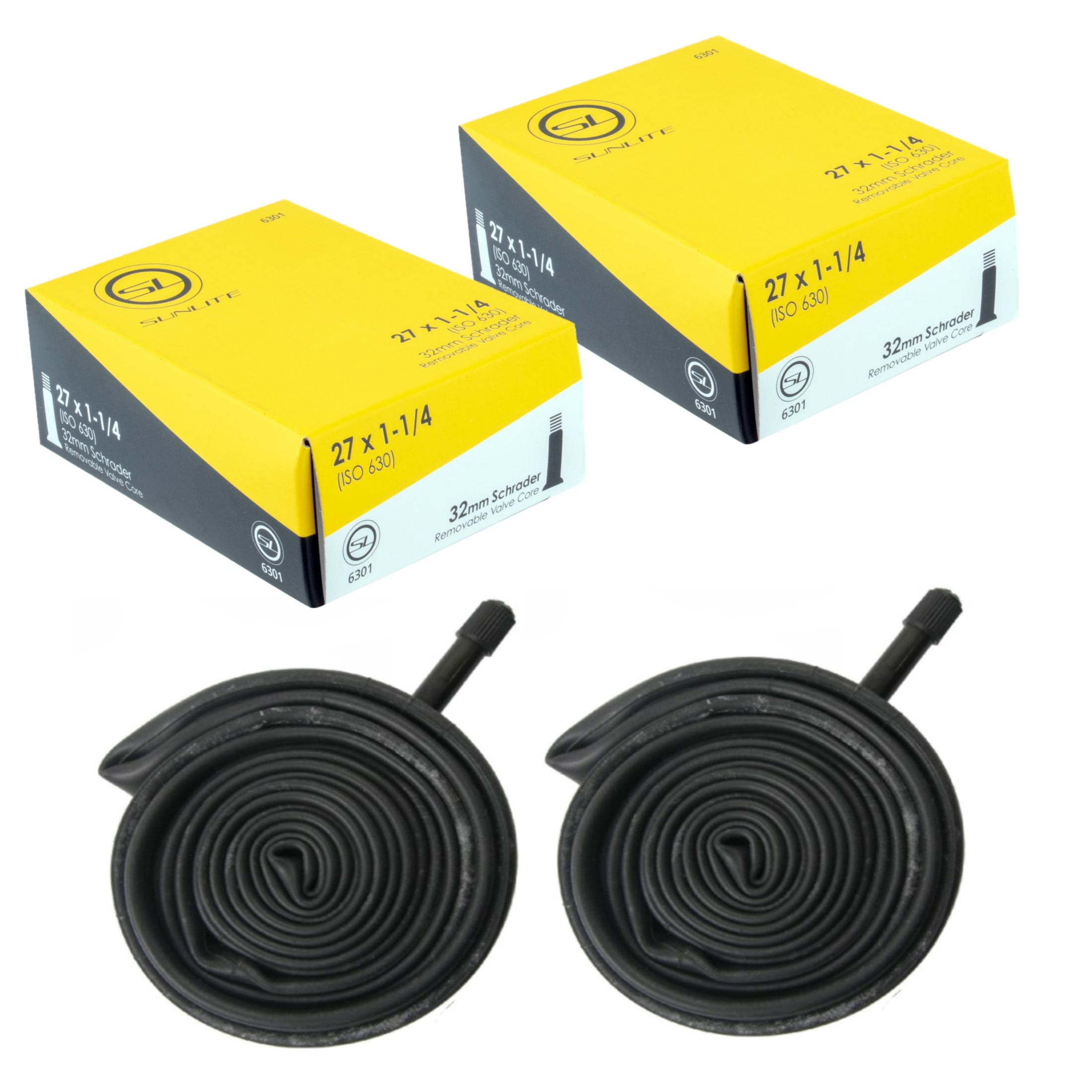2-PACK Sunlite Bicycle Inner Tubes 27x1-1/4" Schrader Valve 27" Road ...