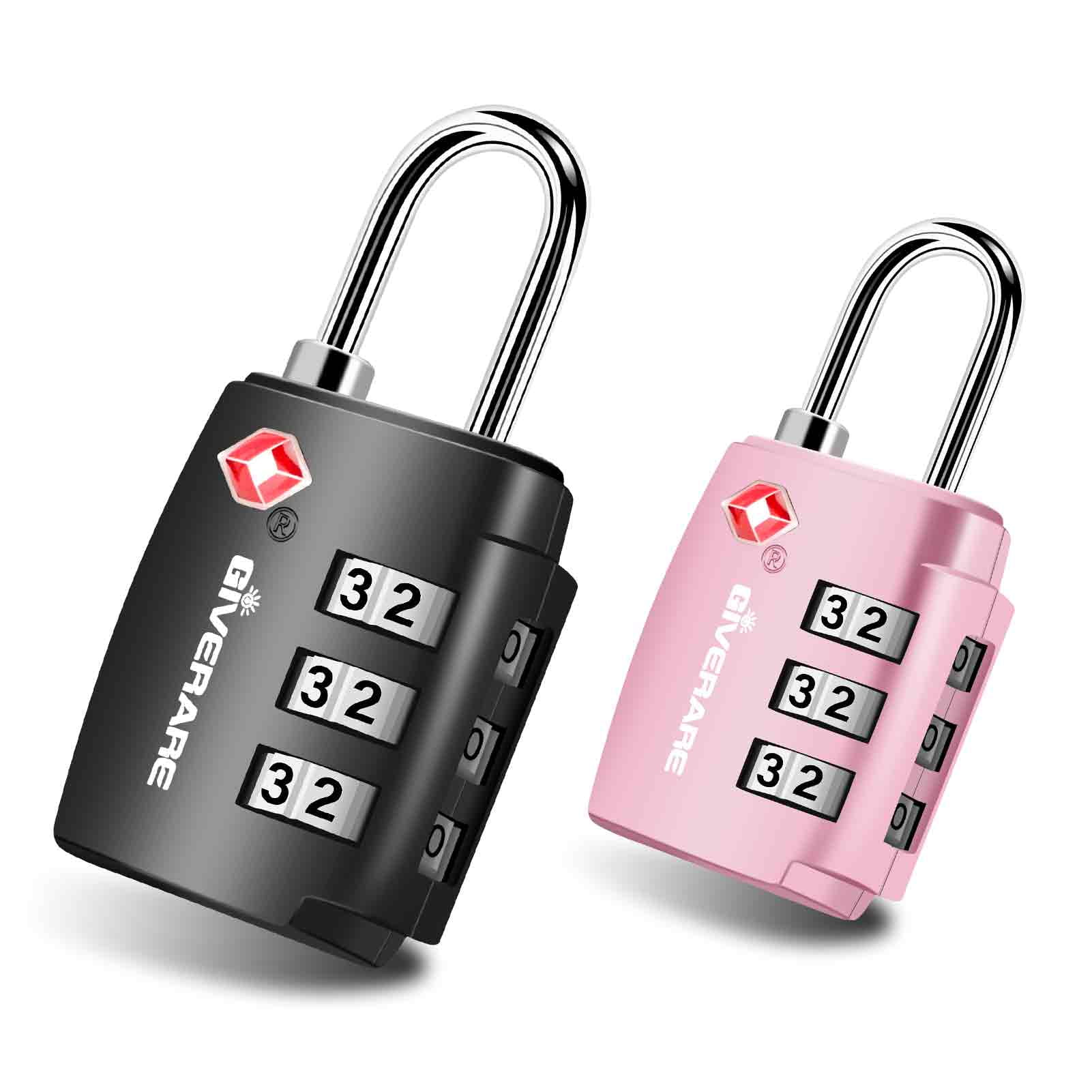 2 PACK TSA Approved Travel Luggage Locks, Combination Lock Alloy Body ...