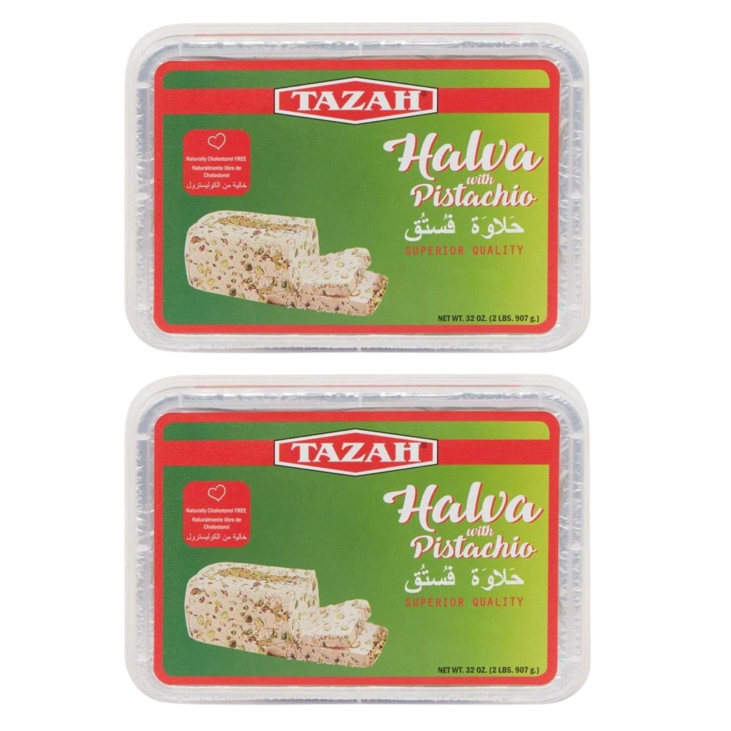 【2 PACK】Tazah Halva (Halawa) with Pistachio – 2 lb (32 oz) Each – Sweet ...