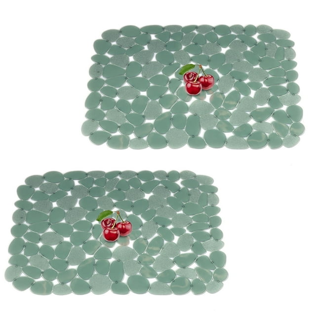 2 PACK Dark Green Sink Protector Mats, Textured Pebble Design, 15.7 x ...