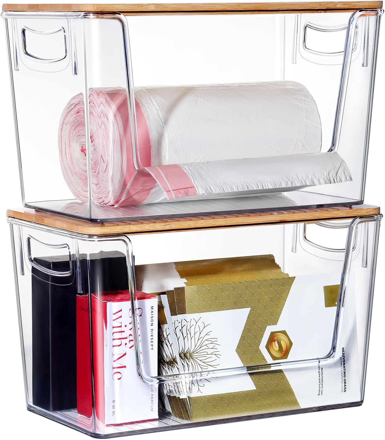 2 PACK Trash Bag Holder Dispenser, Acrylic Large Garbage Bag Dispensers ...