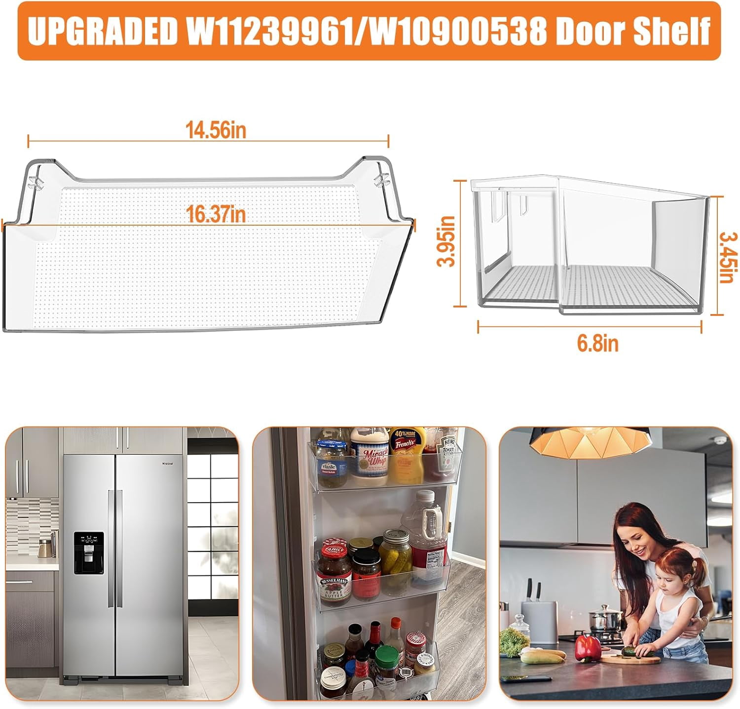 [2 PACK] UPGRADED W11239961 W10900538 Refrigerator Door Bin Shelf ...