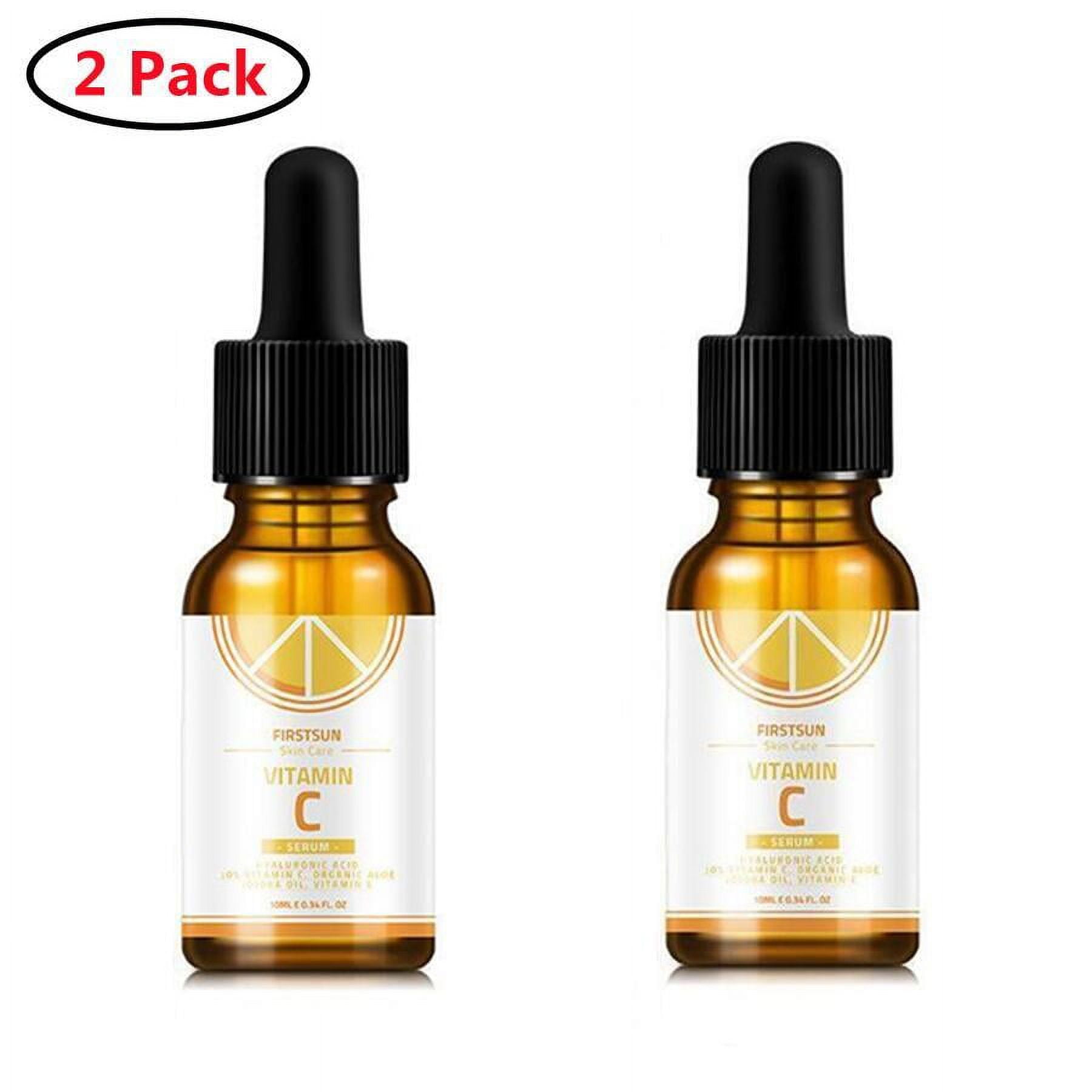 2 PACK Vitamin C Concentrated Serum with Hyaluronic Acid, Vitamin E & Aloe, All Natural ...