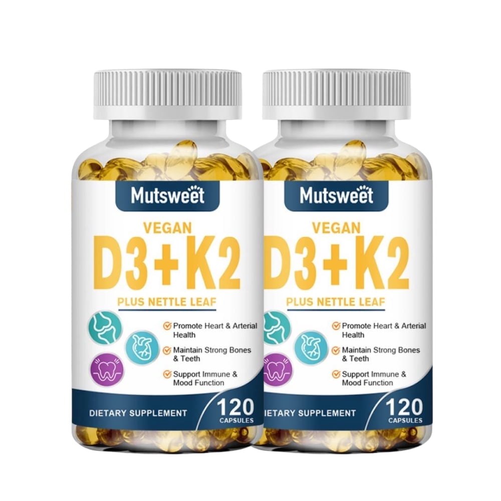 (2 Pack)Vitamin D3 + K2 Supplement - 5000 IU Vitamin D3 & 100 mcg ...