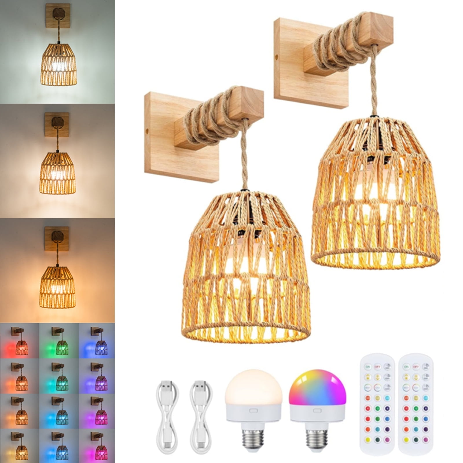 2 PACK Wall Sconces, Battery Operated Wall Sconce with Remote Control ...