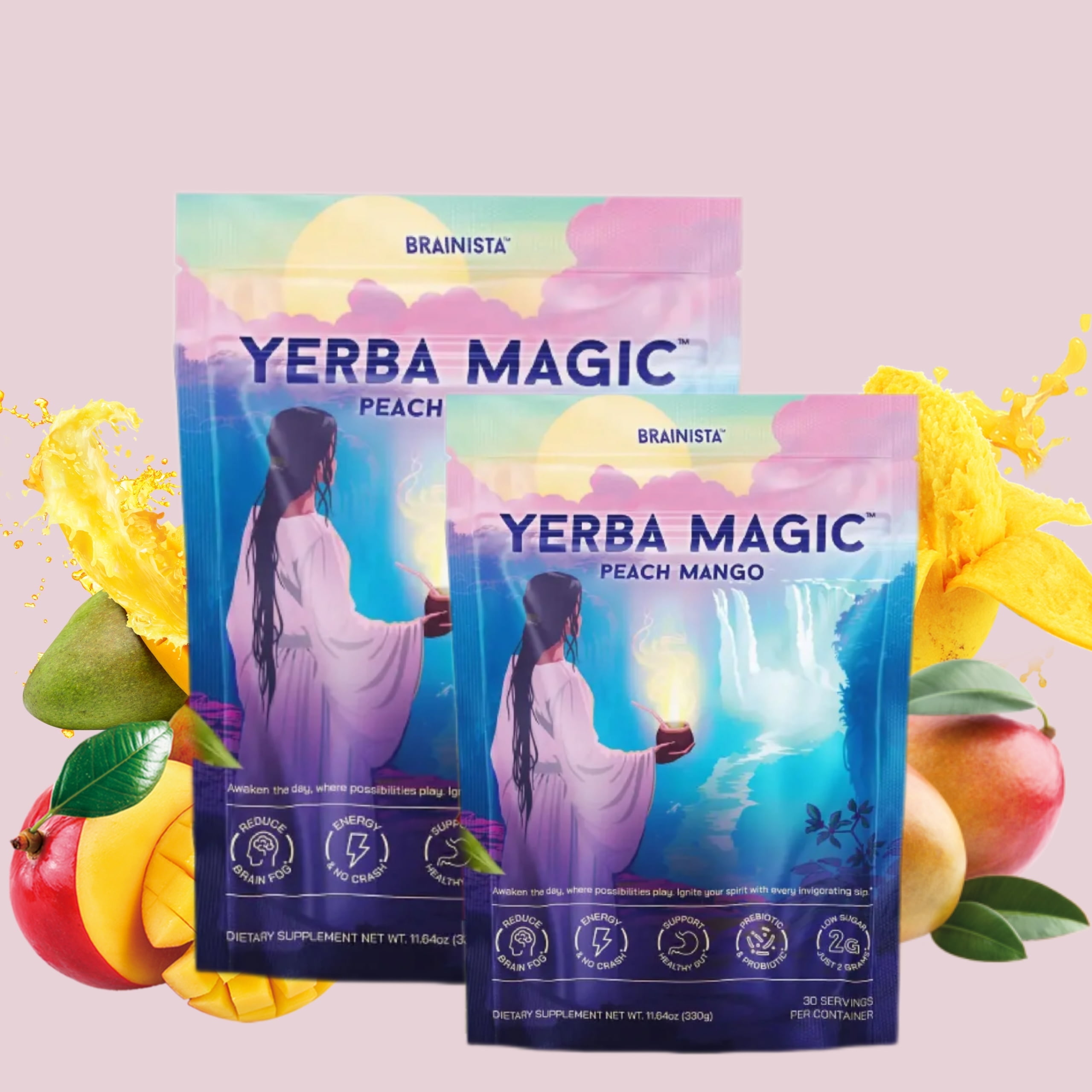 2 PACK Yerba Mate Instant Tea Powder, 3-in-1 Super Drink, Superfood ...