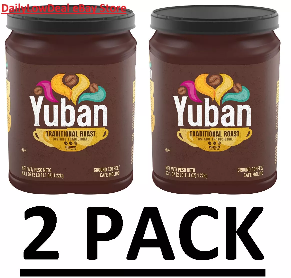 Yuban Traditional Medium Roast Ground Coffee, 2 Pack, 43.1 oz Each ...