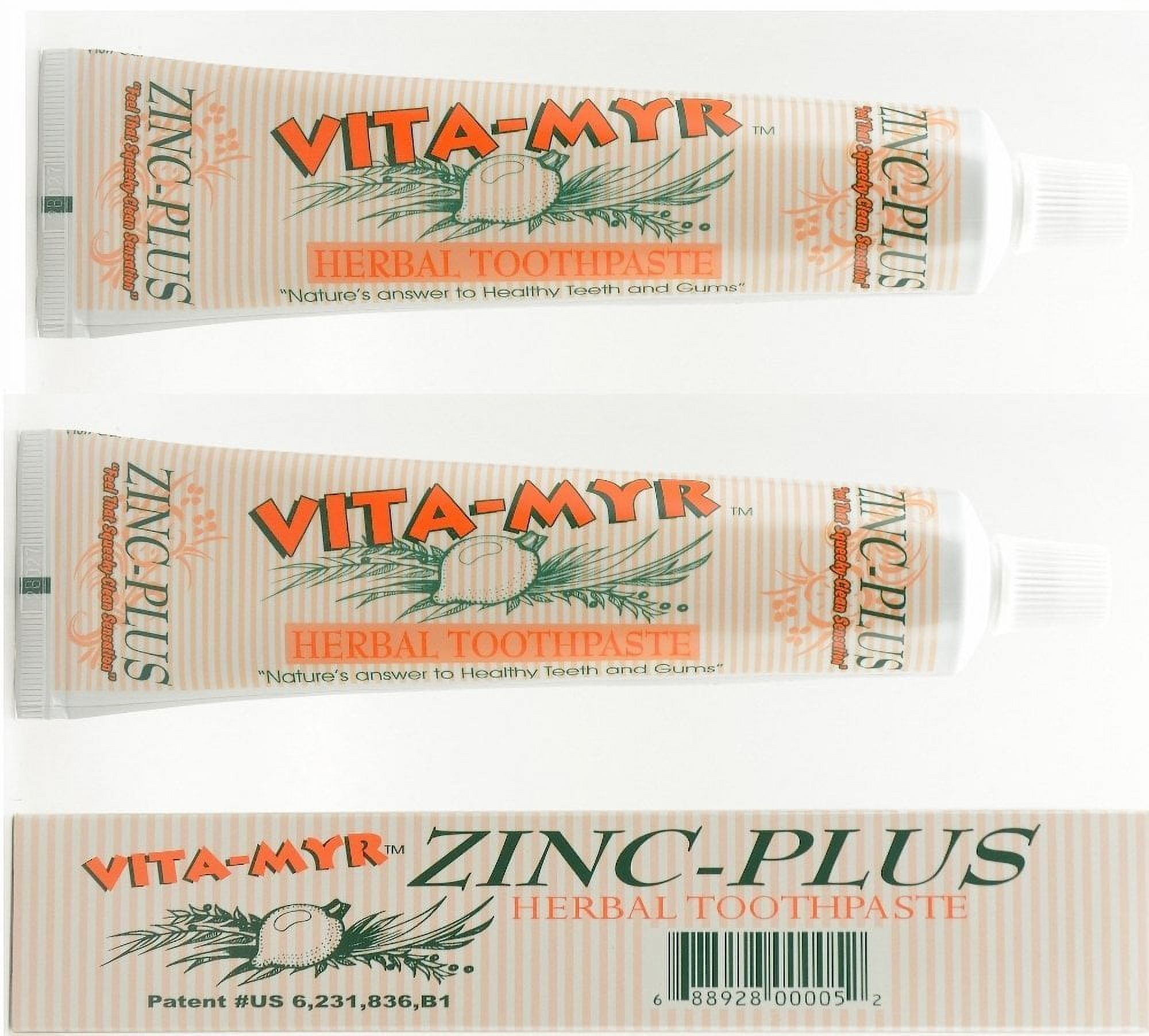 2 PACK Zinc Plus Toothpaste Vita-Myr 4 oz Tube - Walmart.com
