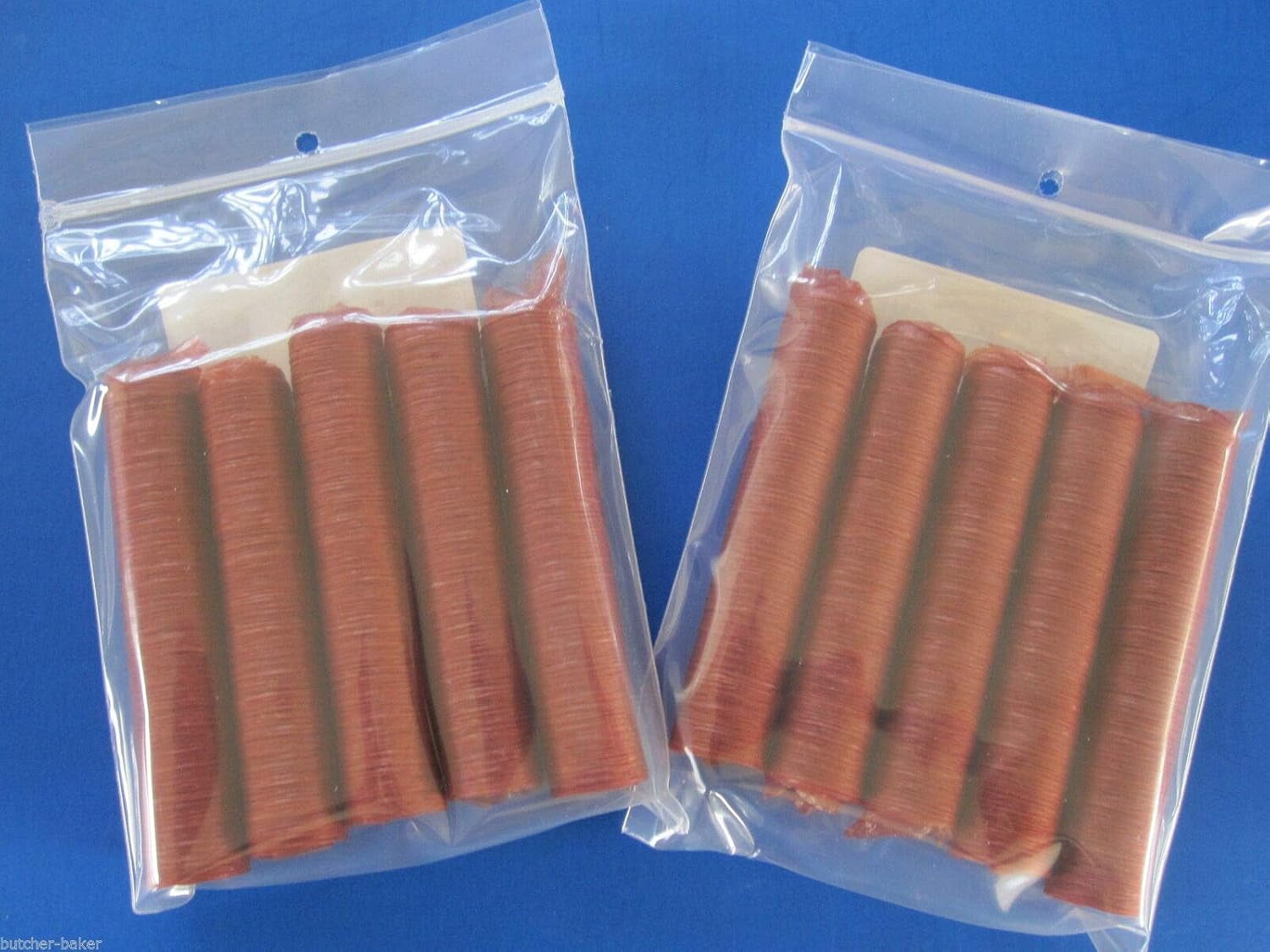 2 PACKS of 17 mm snack stick casings. Edible. 10 strands total ...