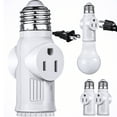 2 PACKS E26 Light Socket to Plug Adapter, Heat-Resistant 2/3 Prong ...