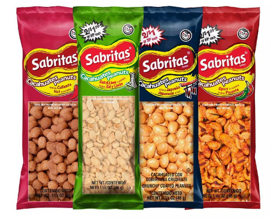 Sabritas Peanuts Variety Pack - 2 Packs, 30 Individual Snack Bags, Hot ...